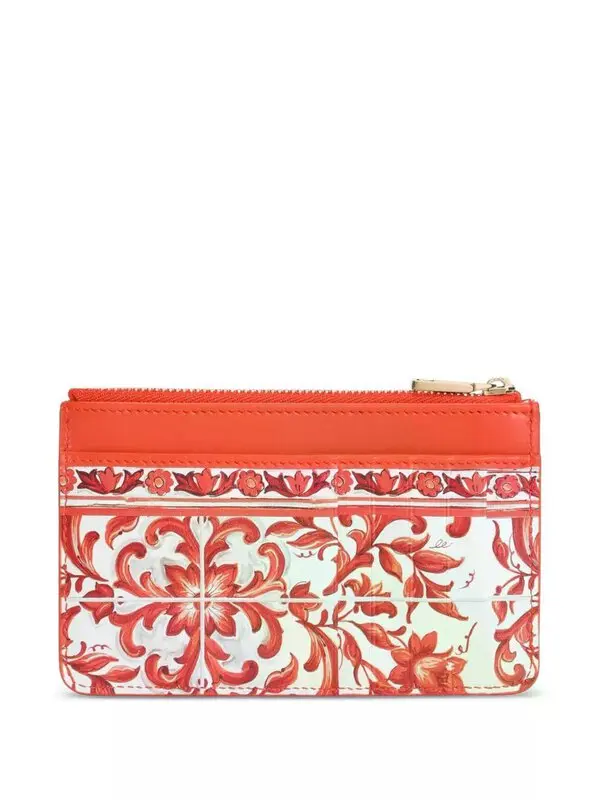 Dolce & Gabbana Majolica-print 3.5 Calfskin Card Holder - Red