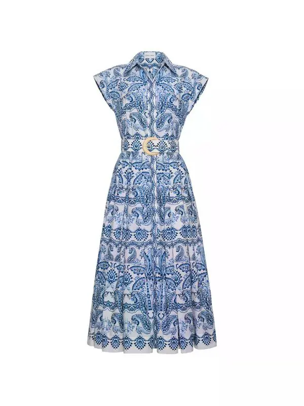 Cara Cara Paisley Print Belted Midi Dress