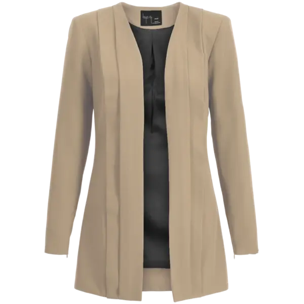 Layo G Caramel Tan Pleated Stretch Blazer - Brown