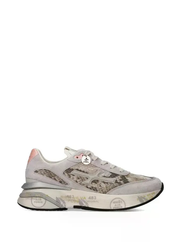 Premiata Moe Run Sneakers With Snakeskin-effect Panels - Grey