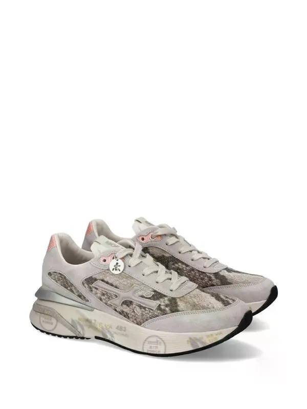 Premiata Moe Run Sneakers With Snakeskin-effect Panels - Grey