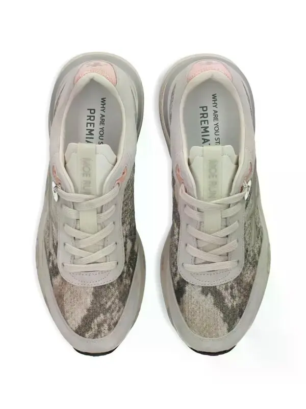 Premiata Moe Run Sneakers With Snakeskin-effect Panels - Grey