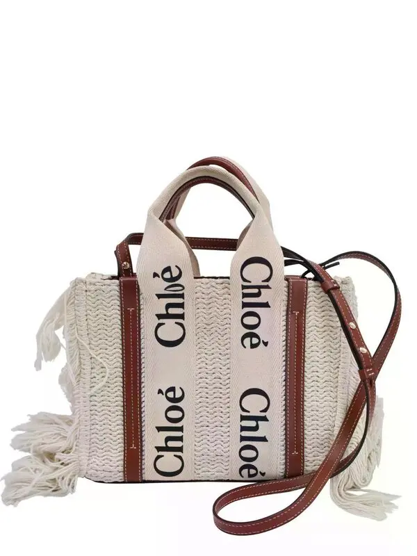 Chloé Woody Knit Fringe Tote Bag - Neutrals