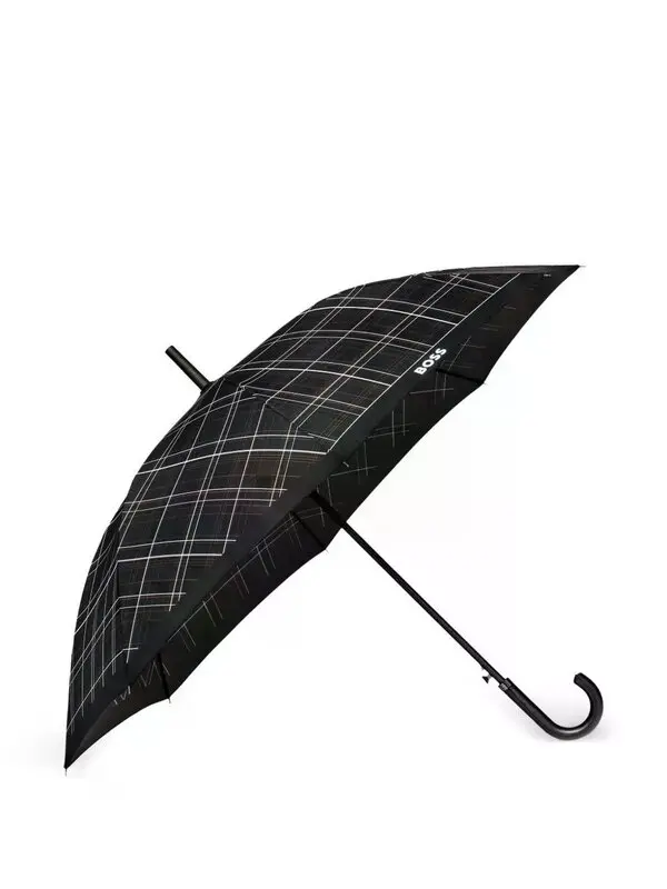 BOSS Check-pattern Curved-handle Umbrella