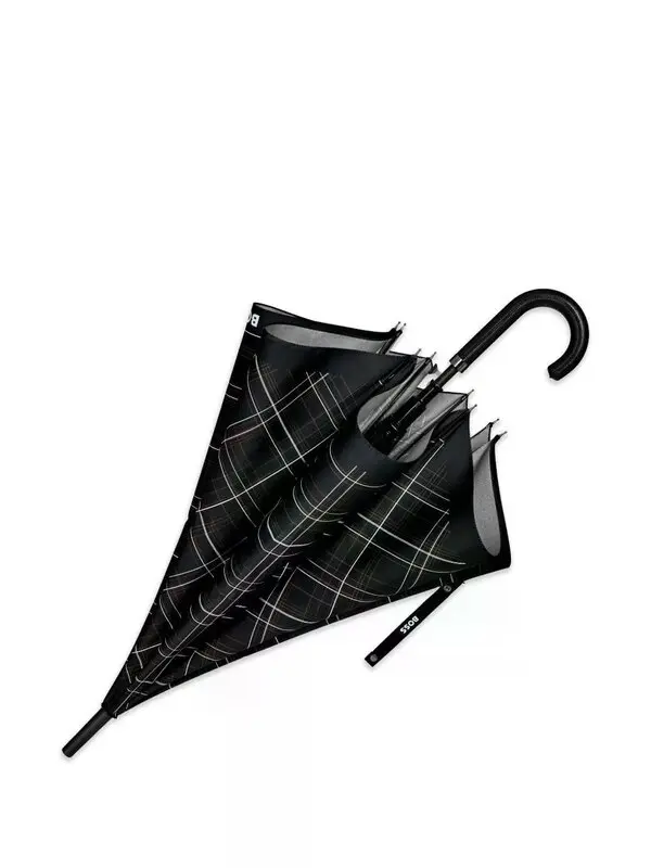 BOSS Check-pattern Curved-handle Umbrella