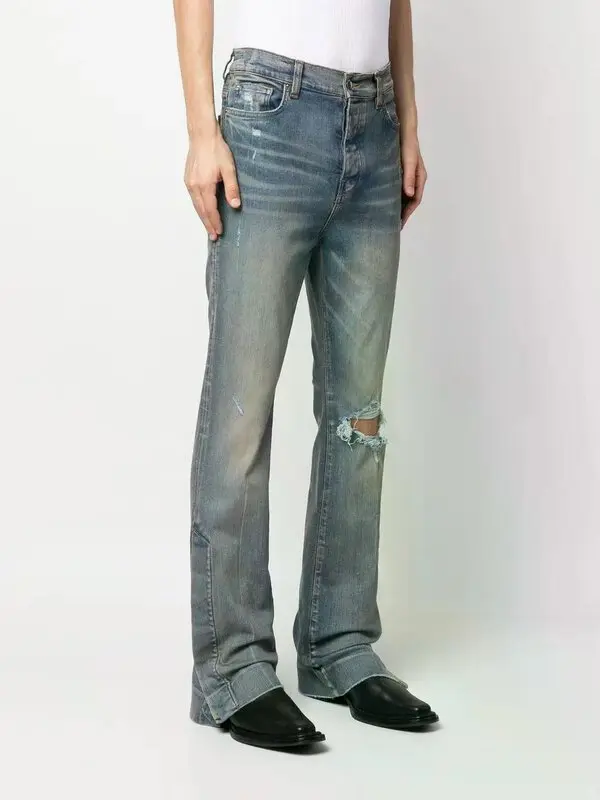 Amiri Ripped Detail Bootcut Jeans