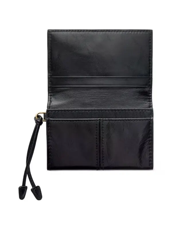 Prada Leather Card Holder With Flap - Black