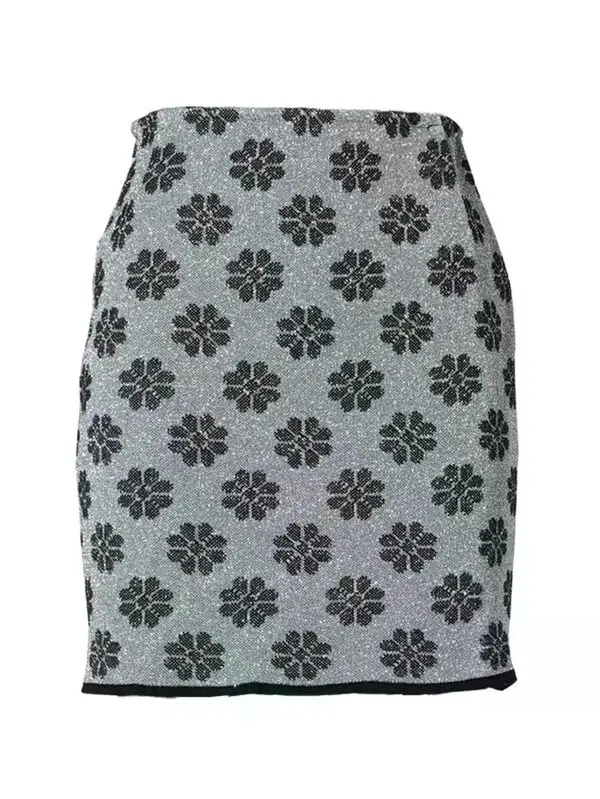 ANDREJ GRONAU Floral Metallic Mini Skirt