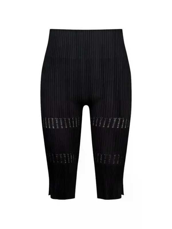 JUUKIFF Ribbed Knit Trousers With Open-work Detailing