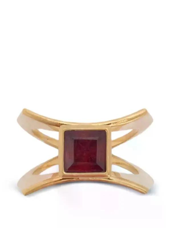 JIL SANDER Engraved Garnet Ring - Gold