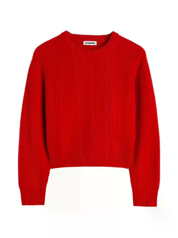 JIL SANDER Cropped Ribbed-knit Sweater - Red