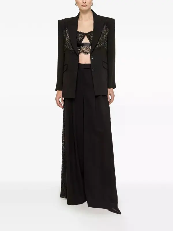 NISSA Sequin Embellished Blazer With Lace Inserts