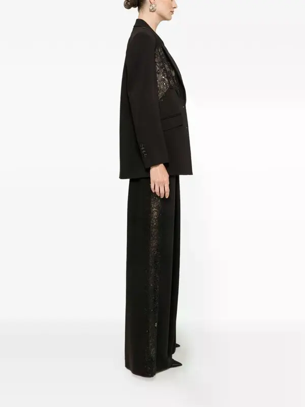 NISSA Sequin Embellished Blazer With Lace Inserts