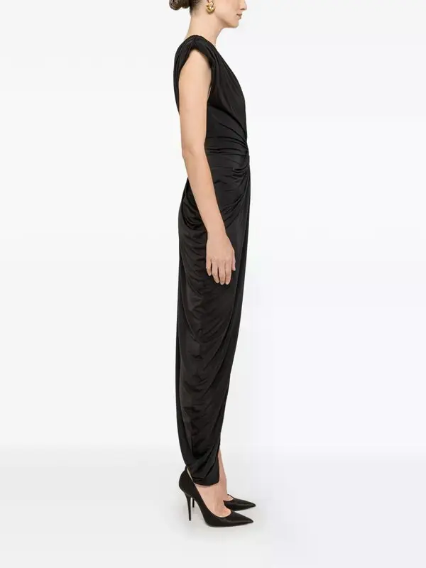 NISSA Ruched Plunge-neck Jumpsuit