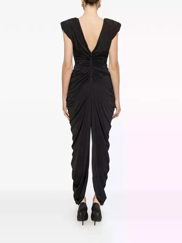 NISSA Ruched Plunge-neck Jumpsuit