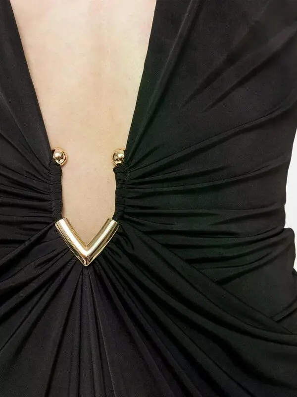 NISSA Ruched Plunge-neck Jumpsuit