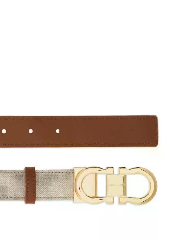 FERRAGAMO Reversible And Adjustable Gancini Belt - Neutrals