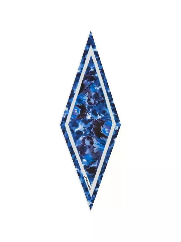 FERRAGAMO Carnation Print Diamond Scarf - Blue