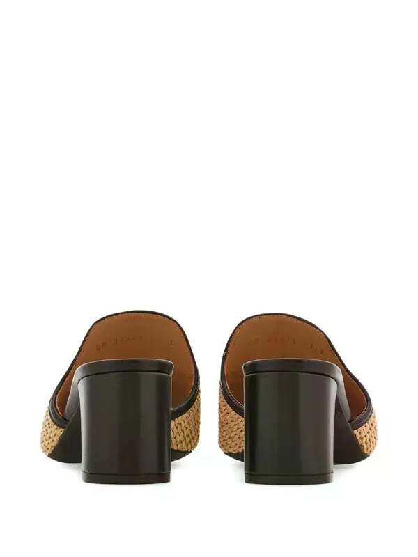 FERRAGAMO Gancini Ornament Raffia And Kidskin Slides