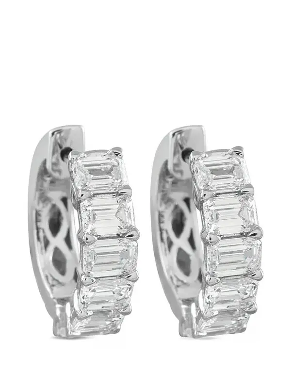LB EXCLUSIVE 18k White Gold Diamond Hoop Earrings - Silver