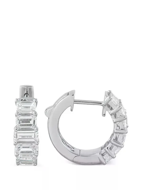 LB EXCLUSIVE 18k White Gold Diamond Hoop Earrings - Silver