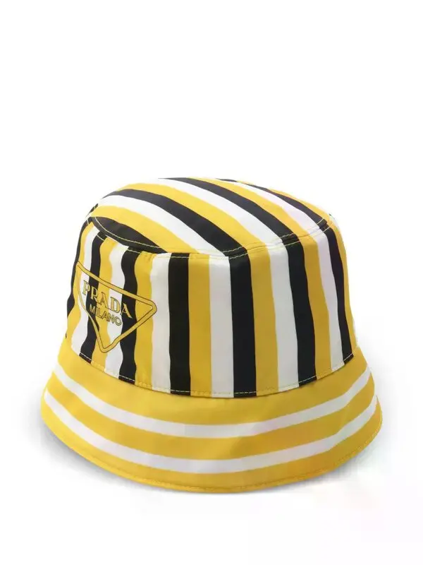 Prada Re-nylon Striped Bucket Hat - Yellow