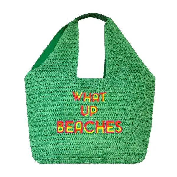 LILLY LOVES What Up Beaches Oversized Woven Tote Bag - Green