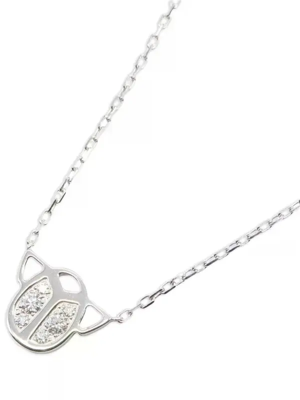 Cartier 18k White Gold Diamond Scarab Necklace - Silver