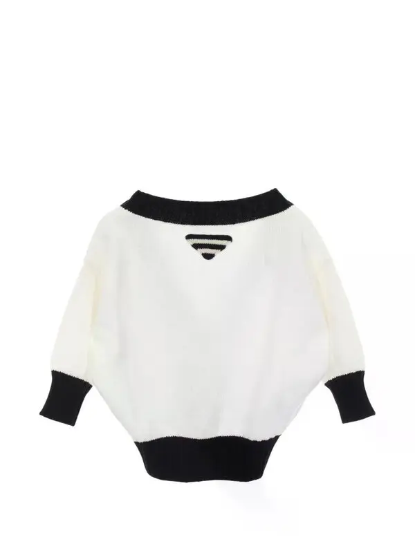 Prada White Cotton Knitted V-neck Cardigan
