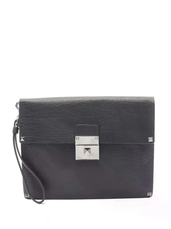 Valentino Garavani Rockstud Leather Clutch Bag - Black