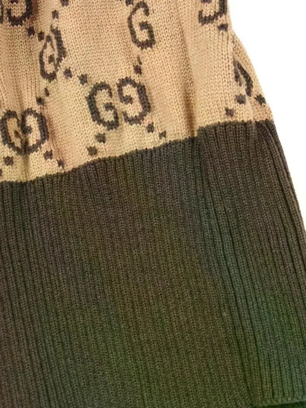 Gucci 2010s Gg Pattern Wolf Patch Cropped Wool Polo Shirt