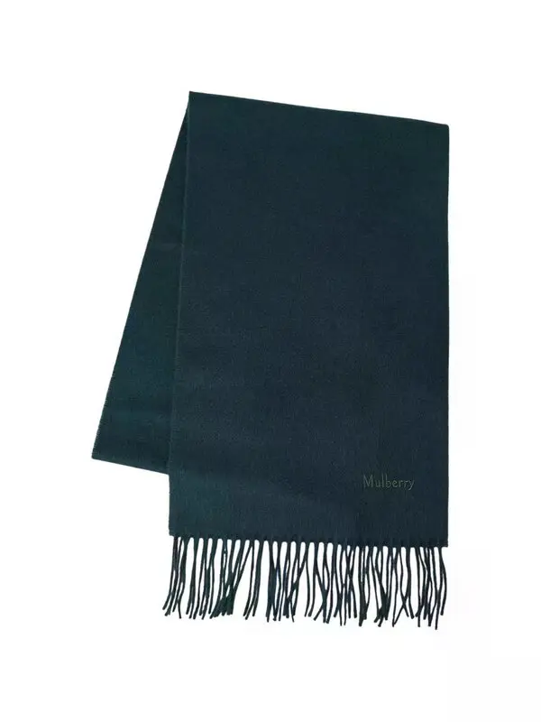 Mulberry Fringed Cashmere Scarf - Green