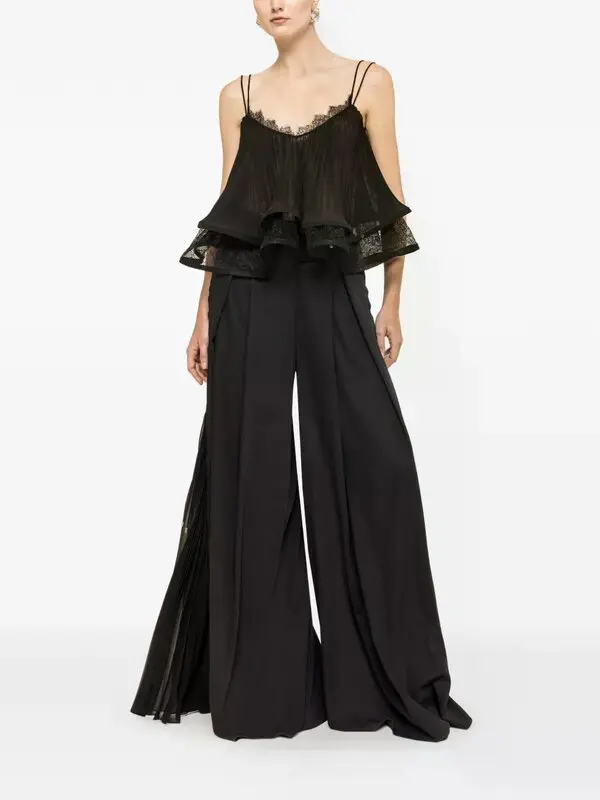 NISSA Pleated Lace-trim Blouse