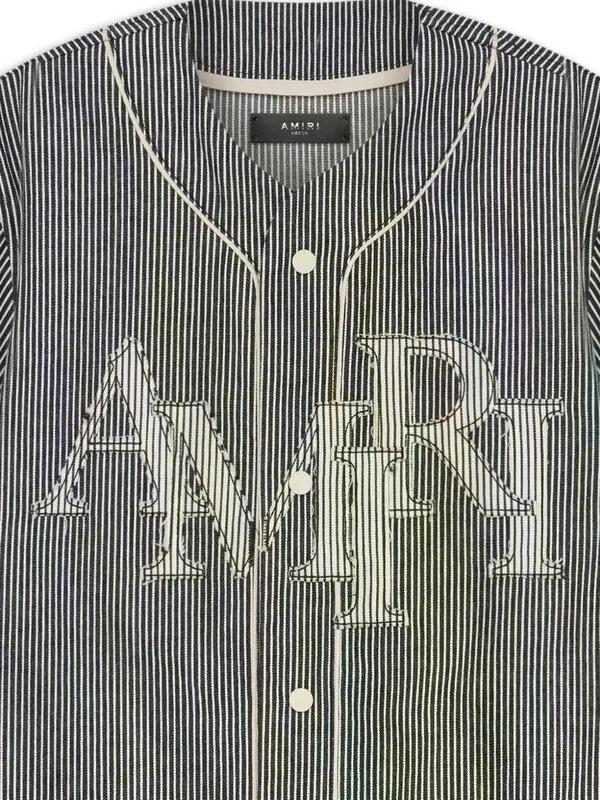 Amiri Striped Logo-applique Baseball Shirt