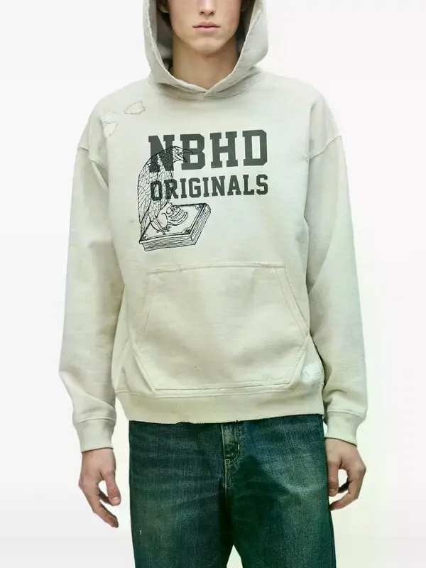 NEIGHBORHOOD Distressed Graphic-print Hoodie