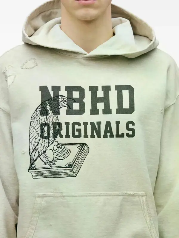 NEIGHBORHOOD Distressed Graphic-print Hoodie