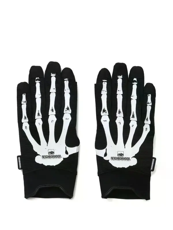 NEIGHBORHOOD Skeleton Print Gloves - Black