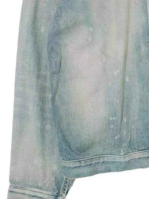 A.PRESSE Bleached-effect Pleated Denim Jacket