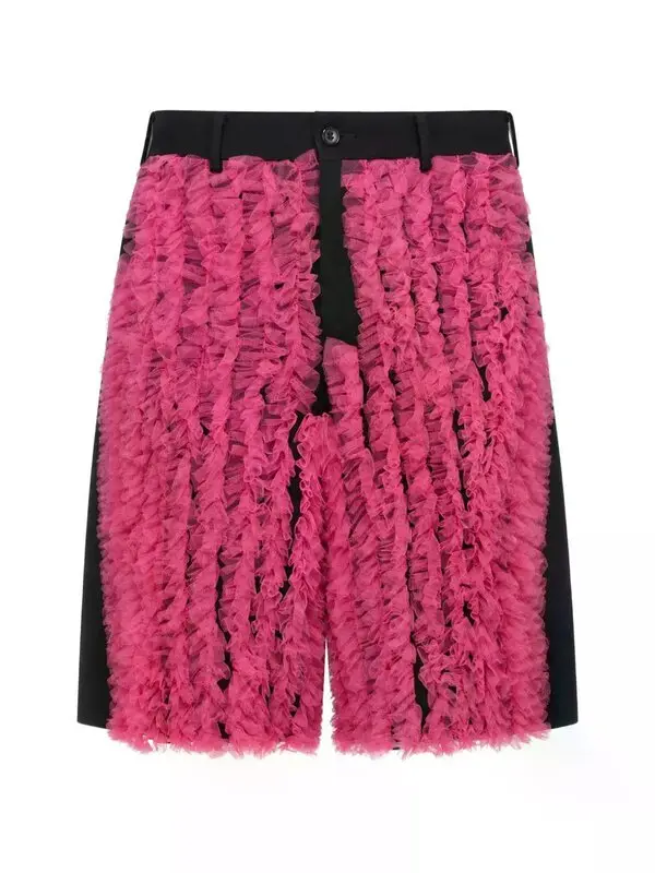Comme Des Garçons Bermuda Shorts With Ruffled Tulle Panels