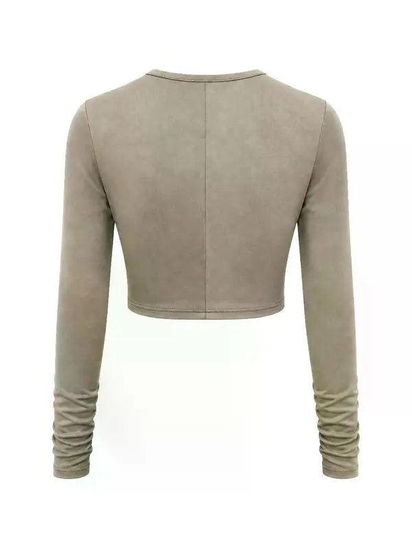 Christopher Esber Bezel Quartz Ruched Long-sleeve Cropped T-shirt