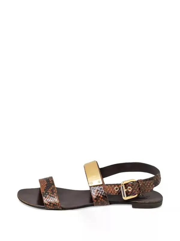 GIUSEPPE ZANOTTI Dual Strap Python Leather Slingback Flats