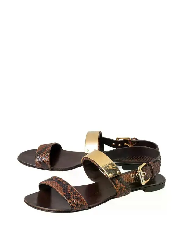GIUSEPPE ZANOTTI Dual Strap Python Leather Slingback Flats