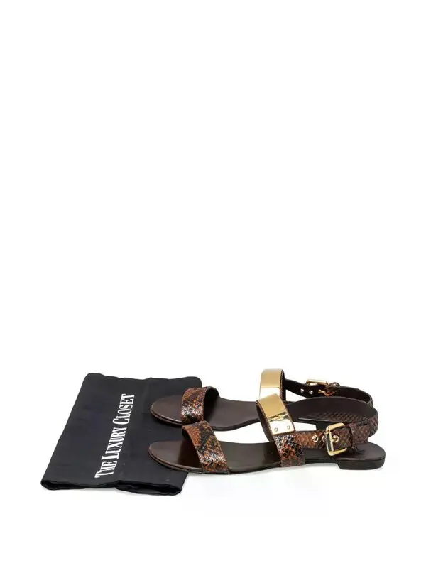 GIUSEPPE ZANOTTI Dual Strap Python Leather Slingback Flats