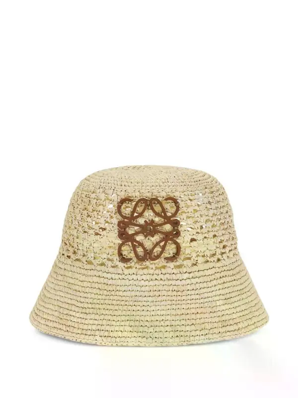 Loewe Anagram Raffia Bucket Hat - Neutrals