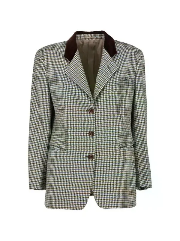 Burberry Houndstooth Velvet-collar Blazer