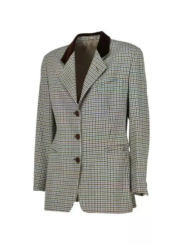 Burberry Houndstooth Velvet-collar Blazer