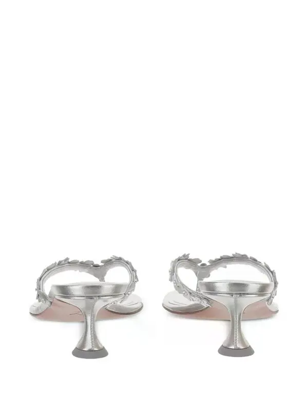 Amina Muaddi Janis Flower-appliqué Sandals - Silver