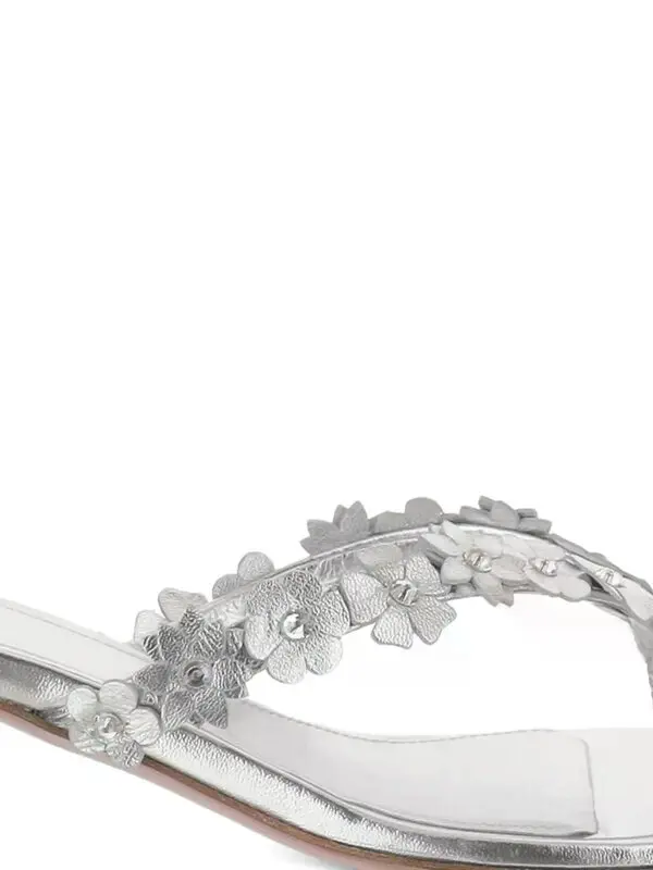 Amina Muaddi Janis Flower-appliqué Sandals - Silver