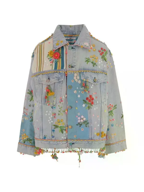 Pero Floral-embroidered Denim Jacket