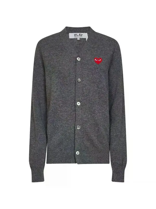 Play Comme Des Garcon Heart Appliqué Cardigan - Grey